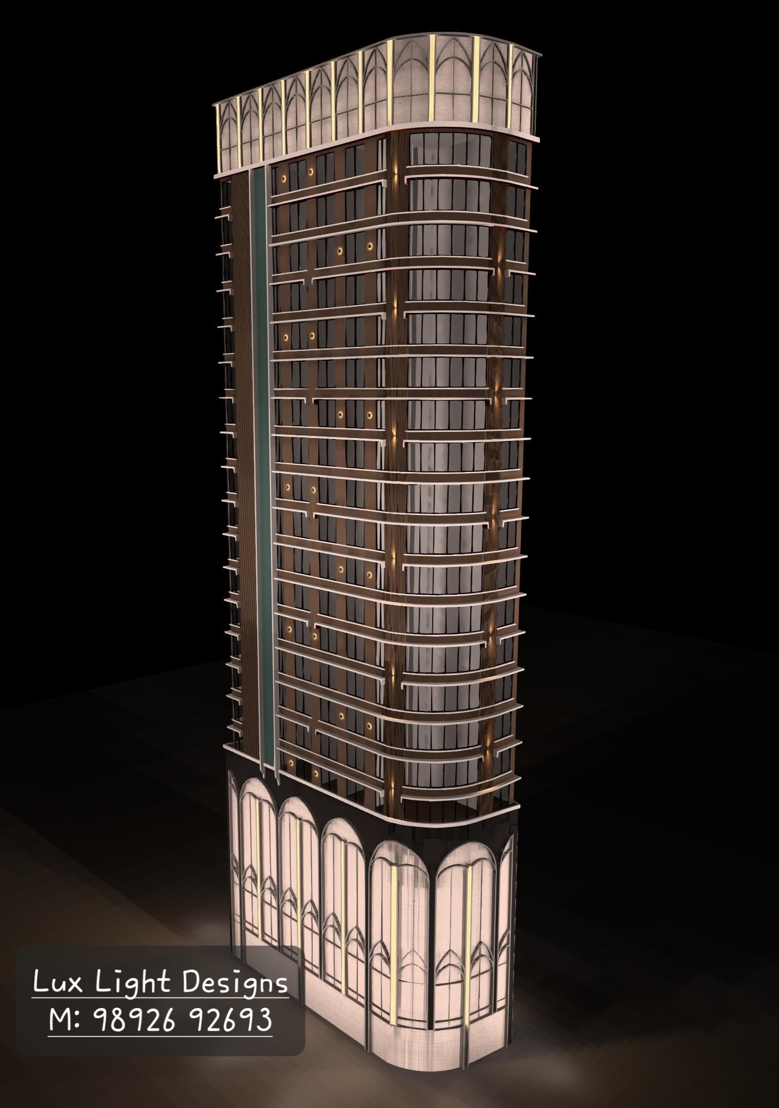 Ocean View Residential Tower Facade Lighting | Luxury Building Lighting ...